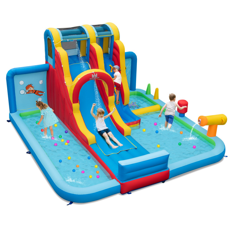 Inflatable Water Slide Water Park with Long Slide and Splash Pools and ...
